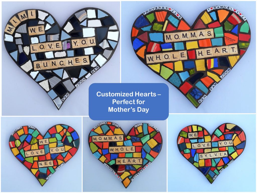 Customized Mosaic Hearts - Broken By Design Mosaics